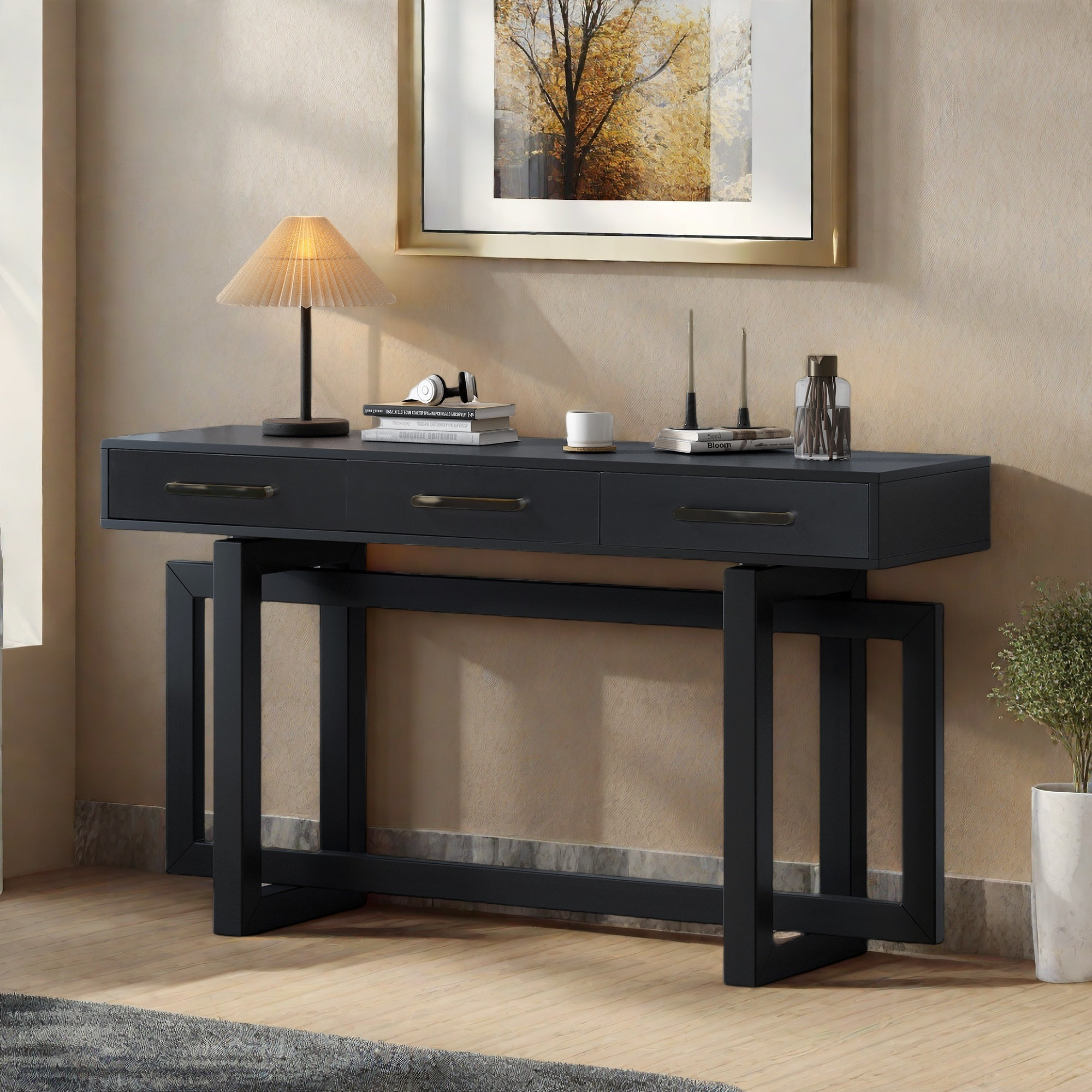 Latitude Run® Elegant Console Table With Three Drawers And Smooth Lines ...