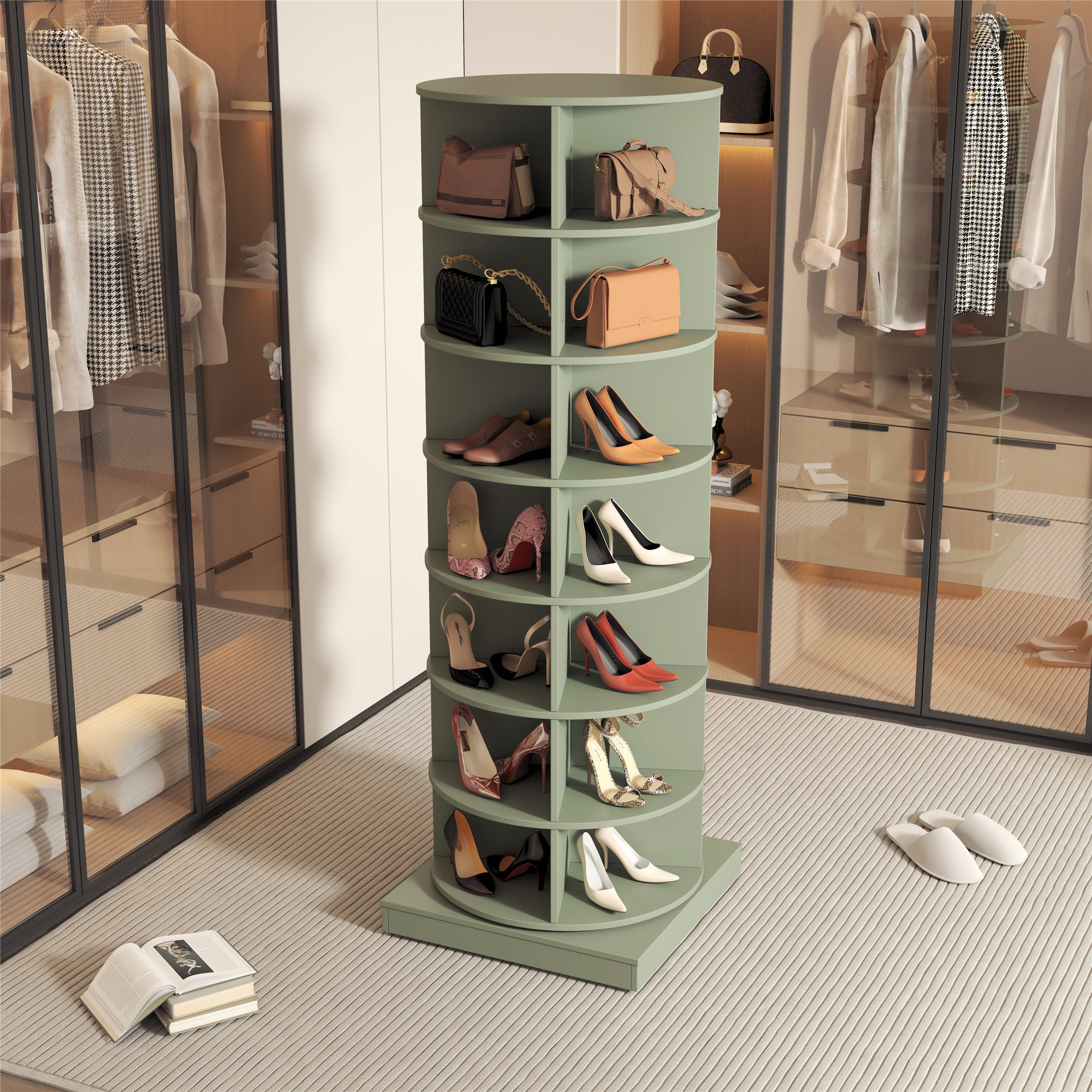 Hokku Designs Versatile 360 Rotating Shoe Cabinet with Extra Capacity ...