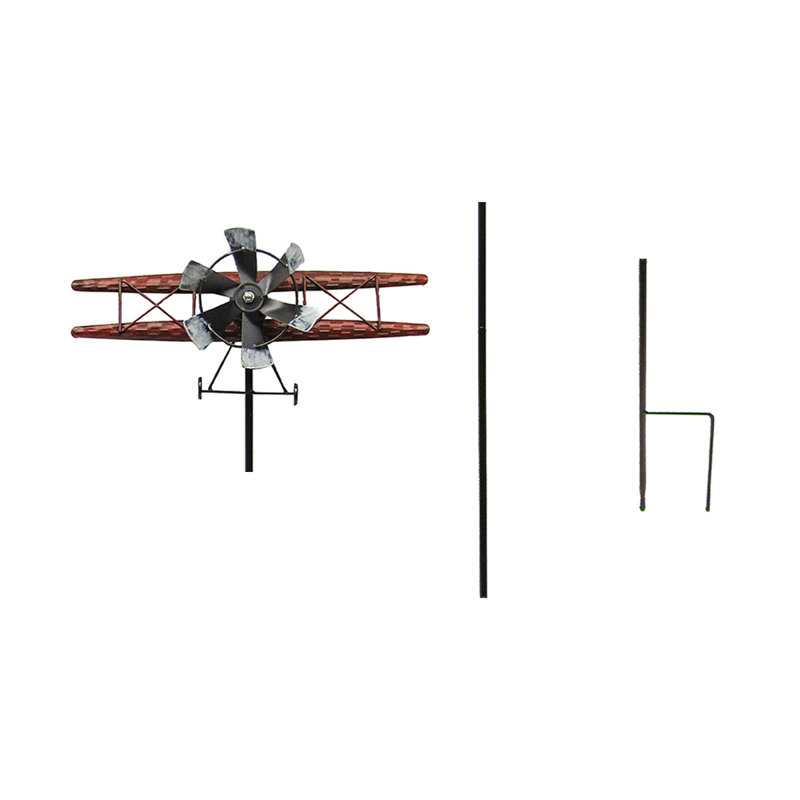 Arlmont & Co. Metal Biplane Wind Spinner 3D Kinetic Yard Decor Garden ...