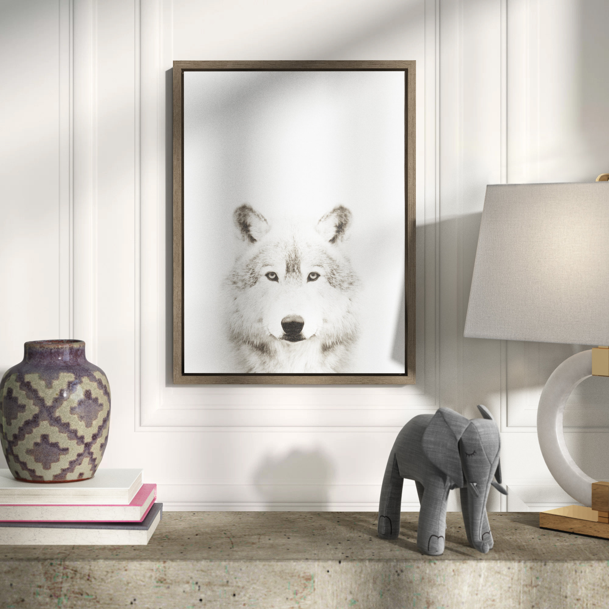 AllModern Jagger Wolf Portrait by Simon Te - Floater Frame Photographic ...