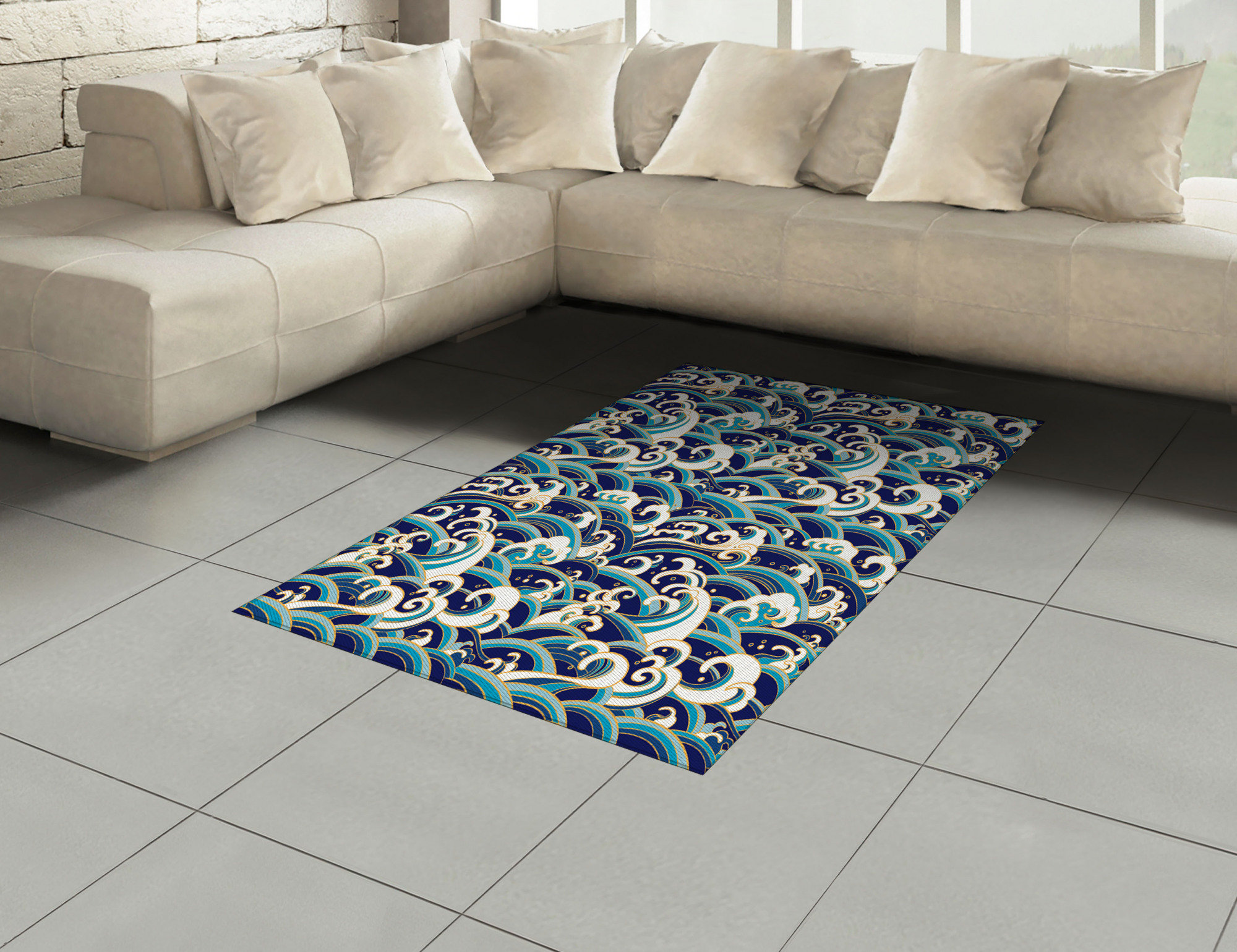 East Urban Home Ocean Waves Nautical High Density Long Fiber Poly ...