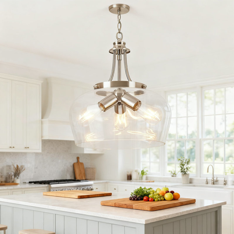 Lark Manor™ Modern Industrial 3-Light Pendant Light Fixture With Seeded ...