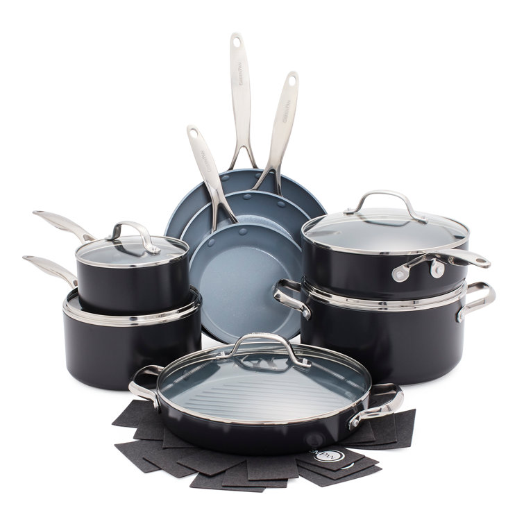GreenPan Valencia Pro Healthy Ceramic Nonstick 16 Piece Cookware Set ...