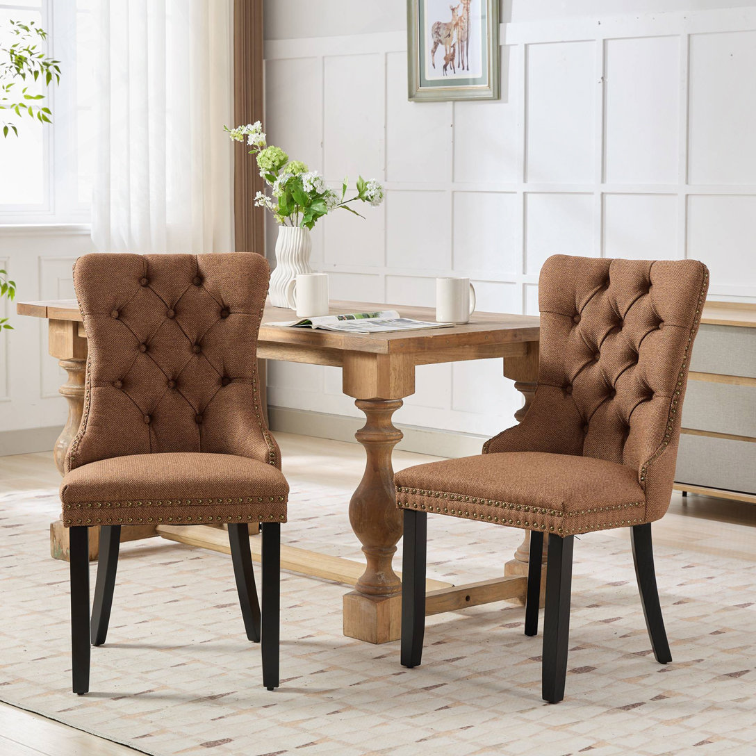 Lark Manor™ Nailhead Trim Dining Chair with Wood Legs | Wayfair