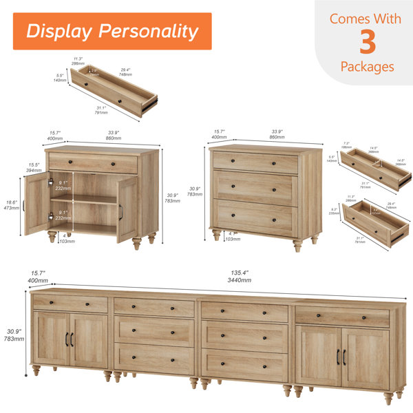 Red Barrel Studio® TV Stand For Tvs Up To , Wood TV Console Table For ...