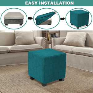 Latitude Run® Small Ottoman Cover Square,Stretch Square Ottoman Covers ...