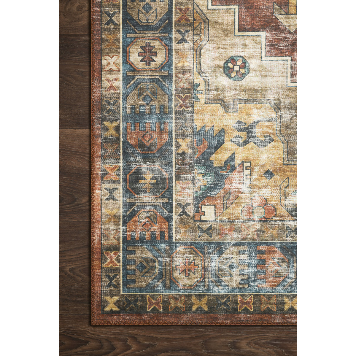 Bungalow Rose Gelo Oriental Rust/Blue Area Rug & Reviews | Wayfair