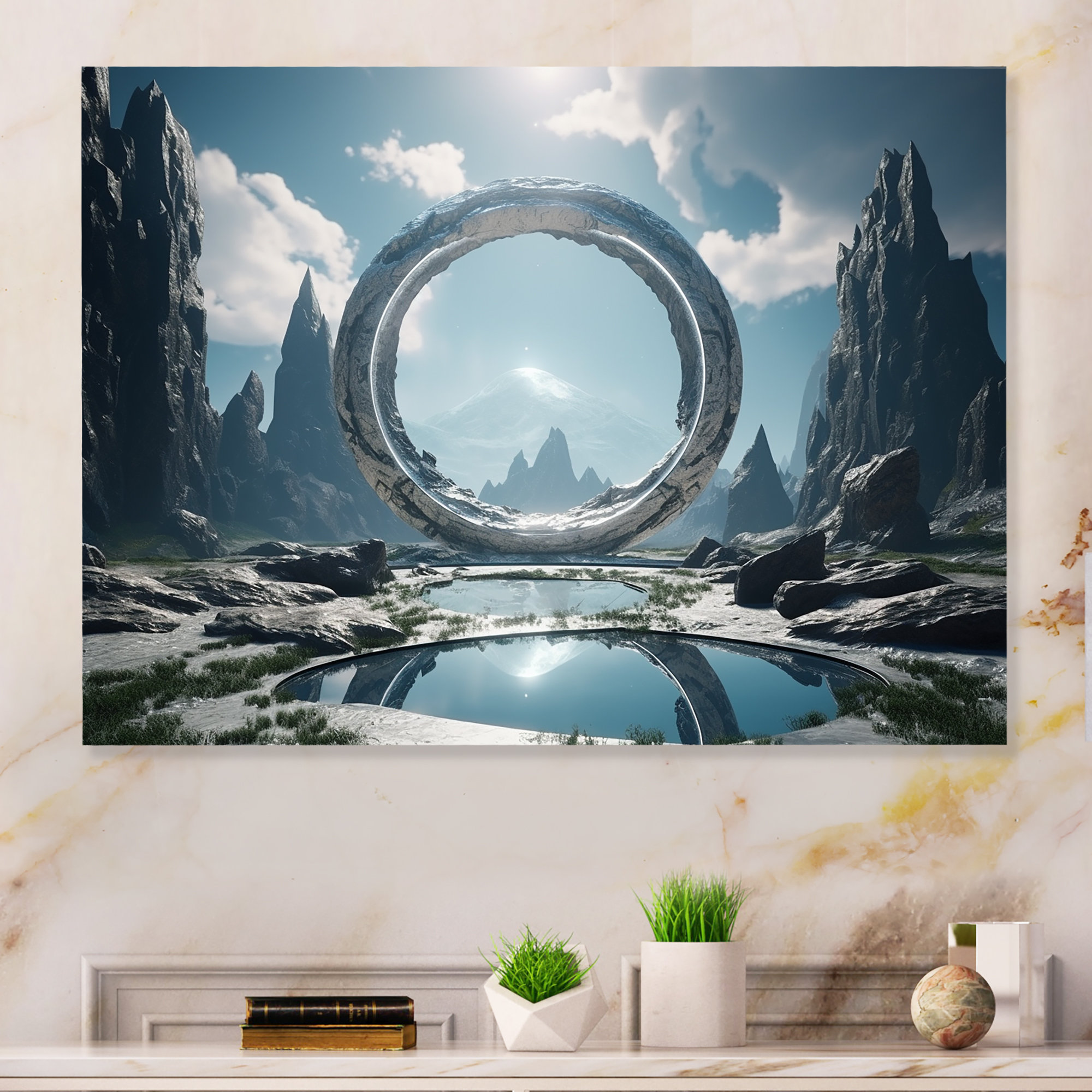 Lark Manor™ Surreal Galaxy Portal Landscape I - Surrealism Metal Wall ...