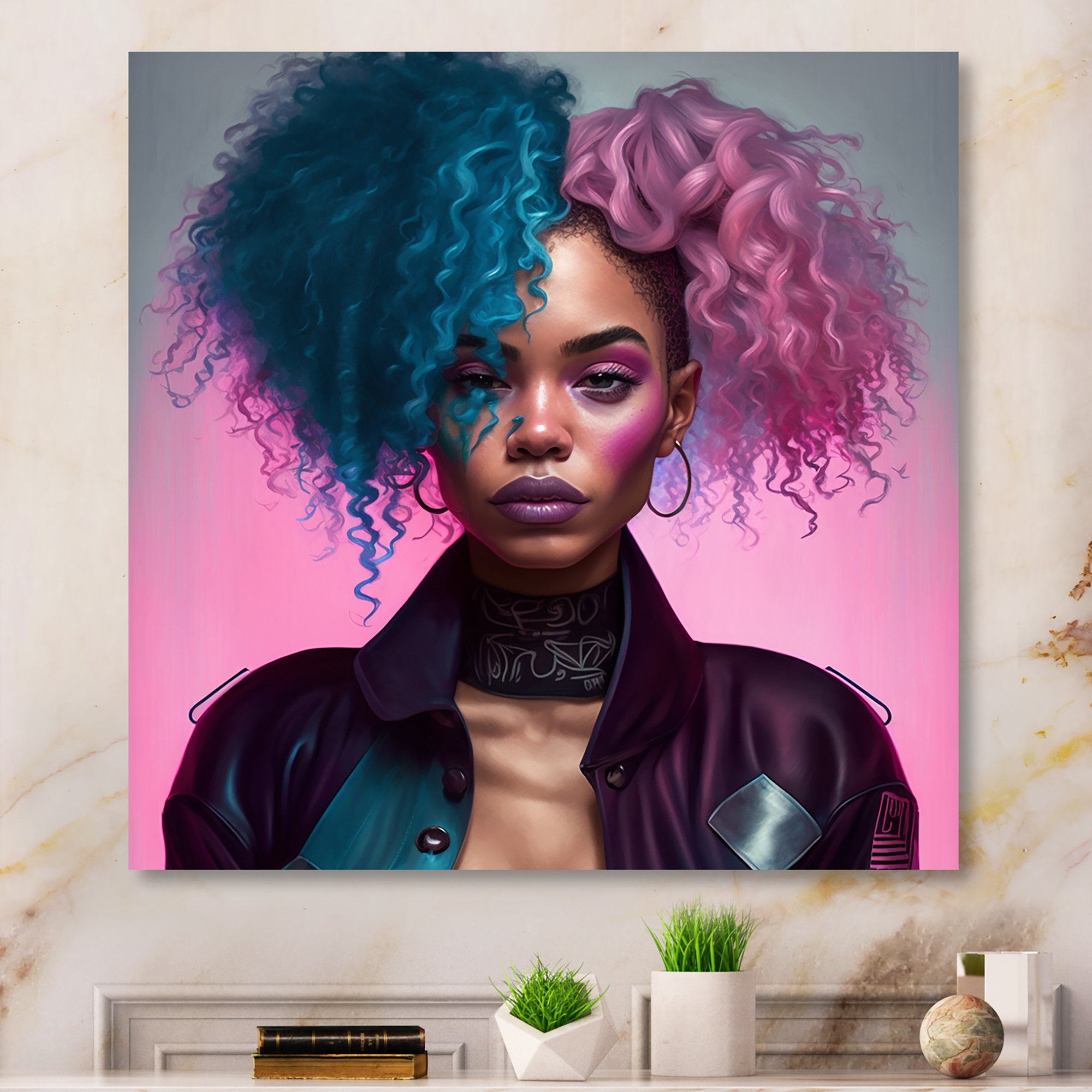 Mercer41 Hip Hop Girl With Pink And Blue Hair IV Hip Hop Girl With Pink ...