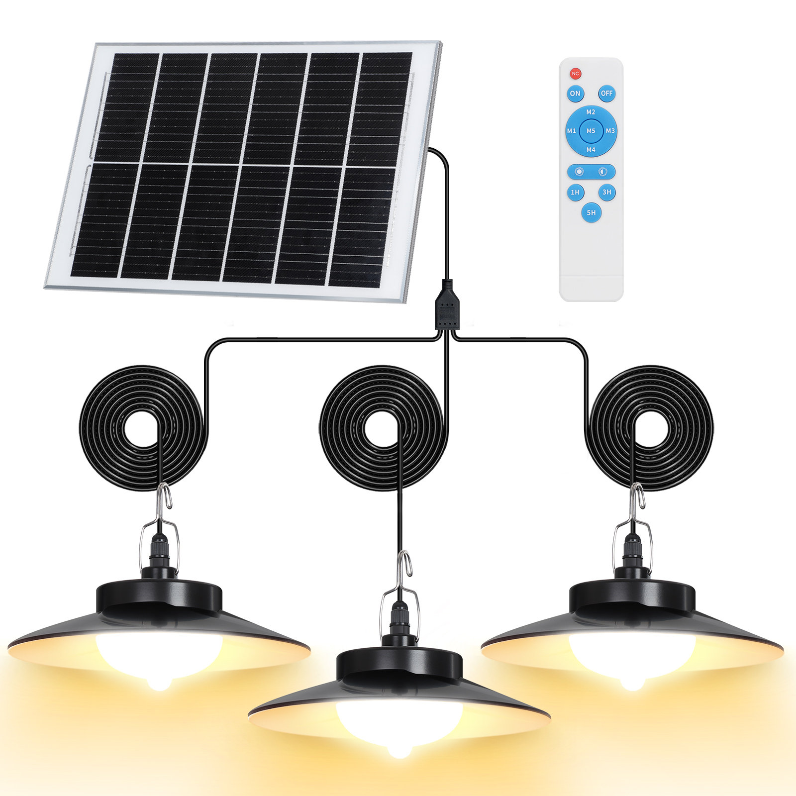 Arlmont & Co. 3-light Outdoor Solar Pendant Lights Dimmable Solar Shed ...