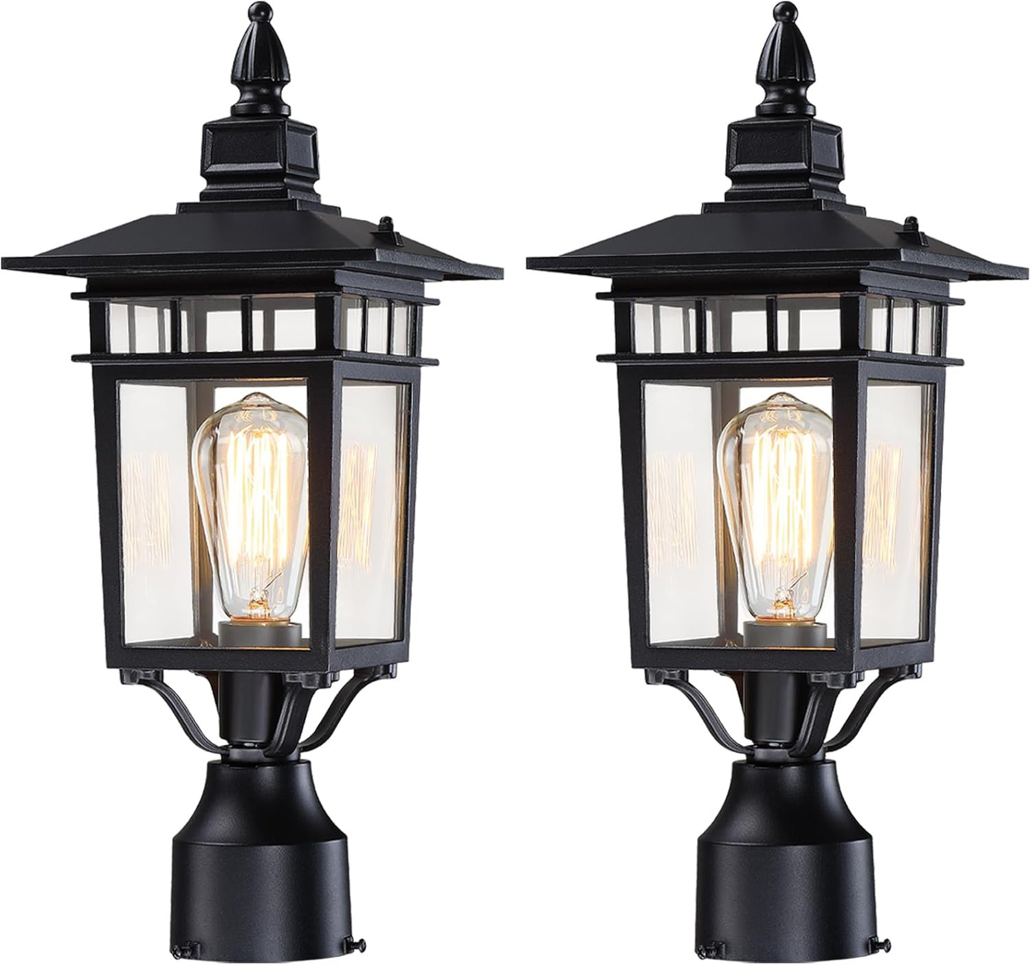 Winston Porter 17.6'' Outdoor Post Light 2 Packs Black Pole Lantern ...