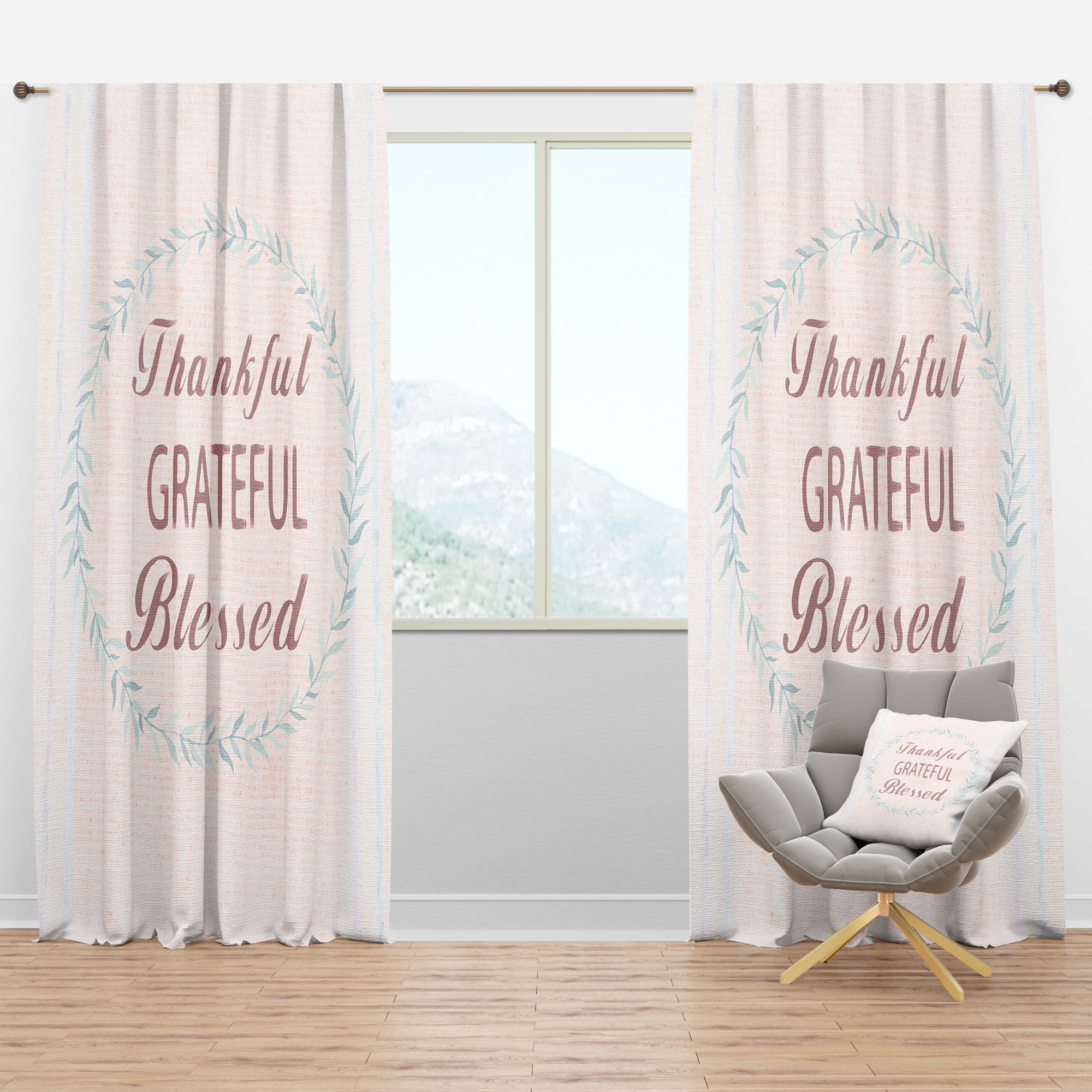 Design Art Farmhouse Florals - Abstract Farmhouse Semi-Sheer Single ...