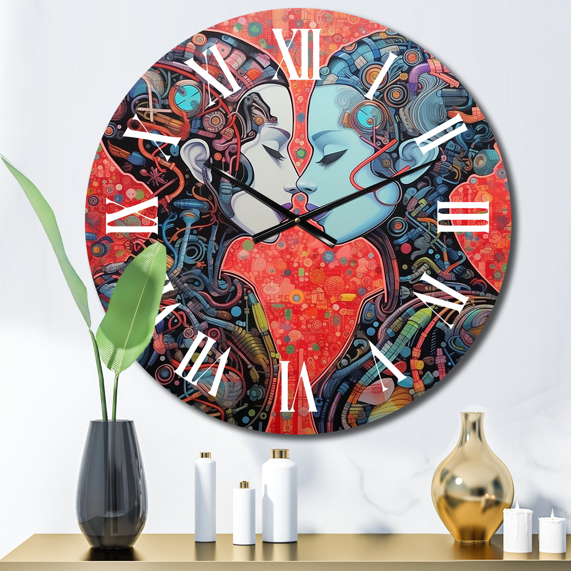 East Urban Home Charming Robots Celebrating Love Retro - Robot Wall ...