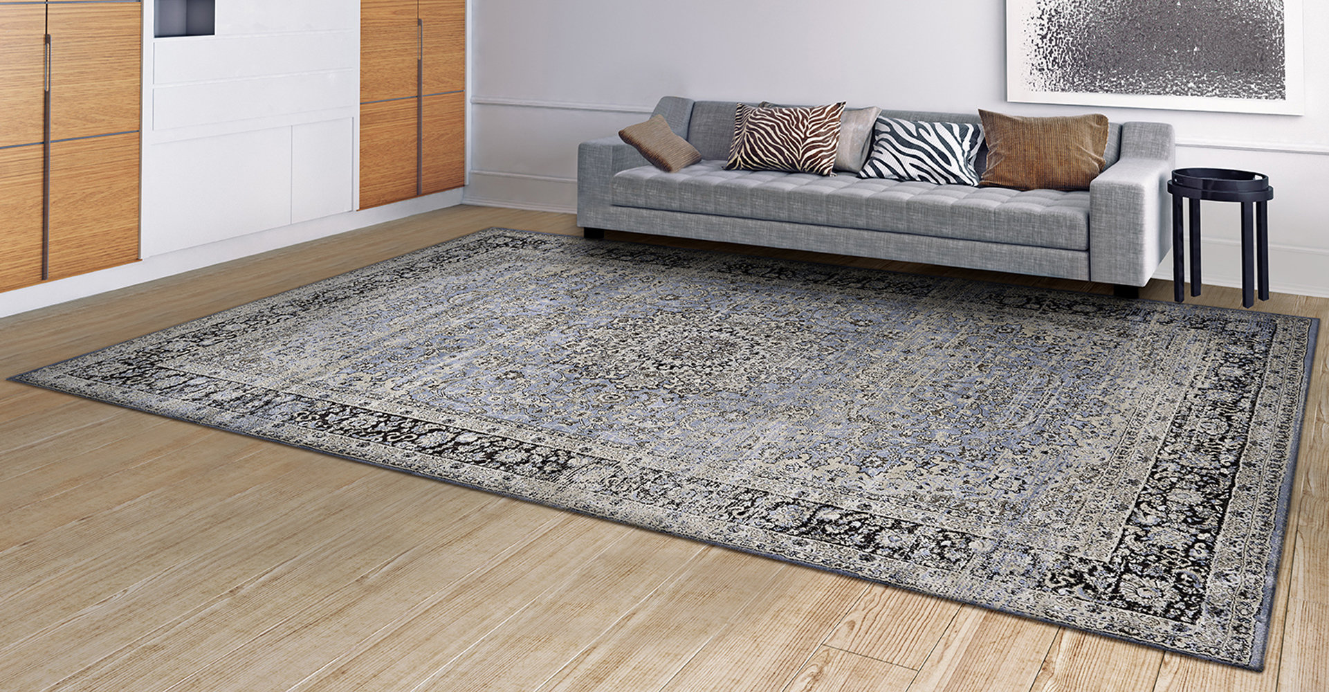 Charlton Home® Connors All Over Sarouk Slate Blue Rug & Reviews | Wayfair