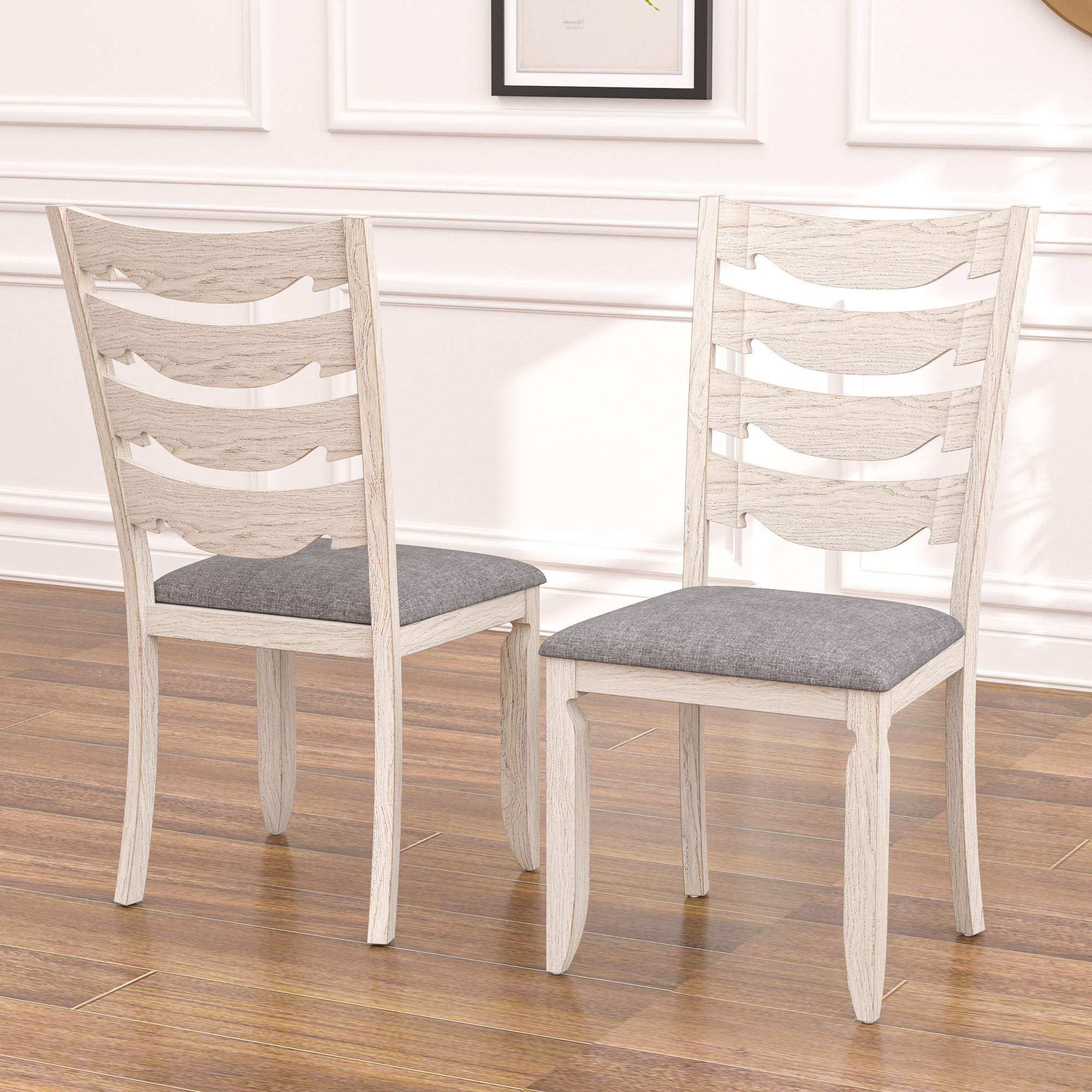 August Grove Wood Dining Chairs Set Of 2, Armless Kitchen Chairs With ...