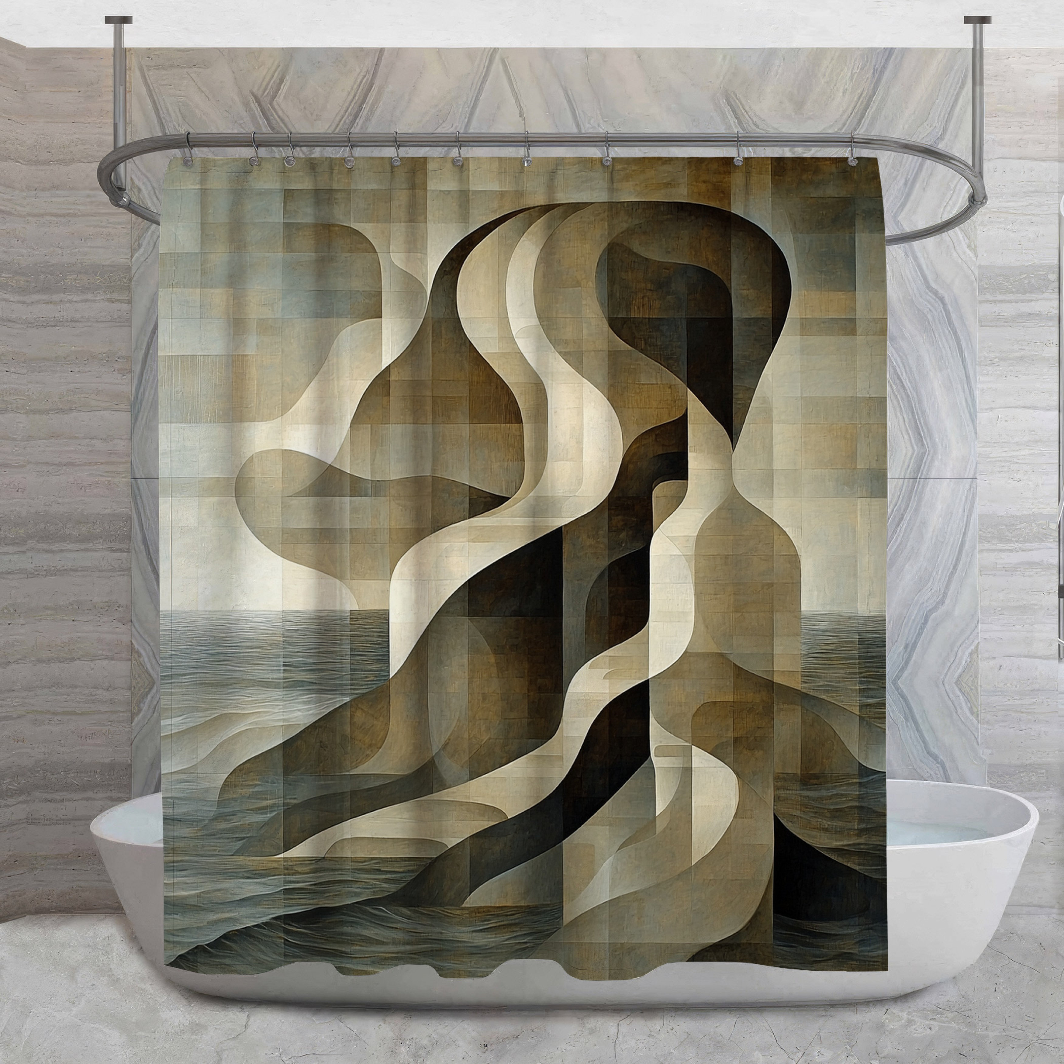Corrigan Studio® Abstract Landscape Shower Curtain - Abstract Bathroom ...