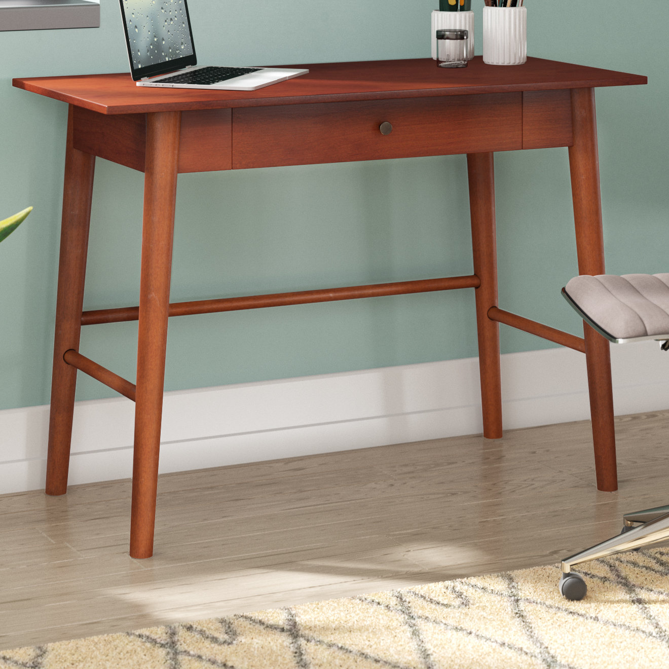 Hashtag Home Ailani Wood Midcentury Modern Desk With One drawer ...