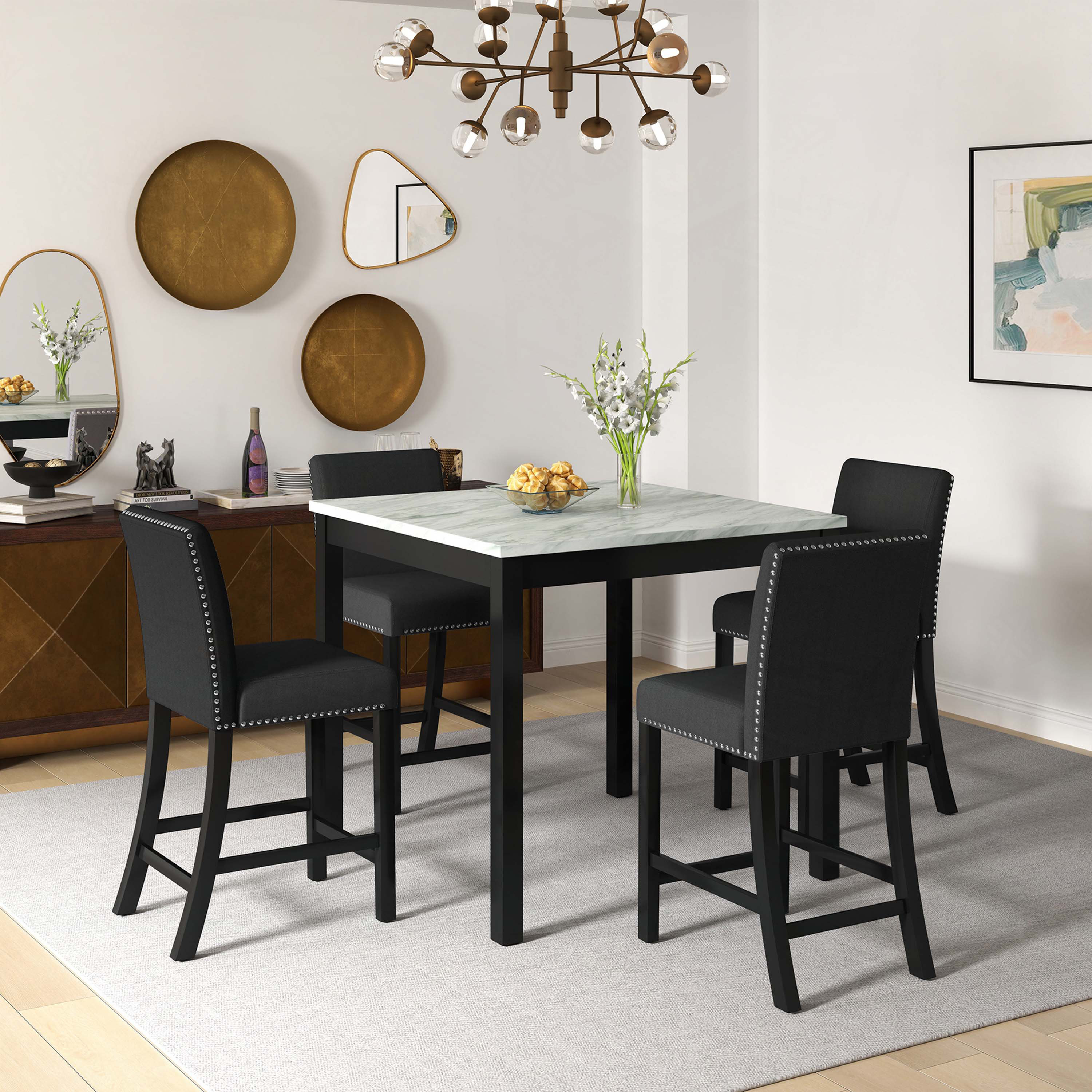 Lark Manor 5 Piece Dining Table and Chair Set, Wooden Dining Table and ...
