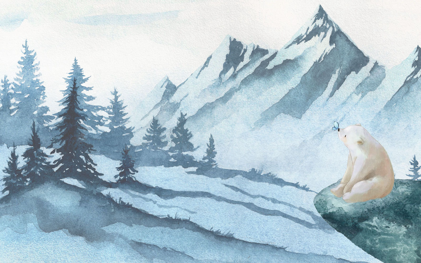 GK Wall Design Winter Landscape Cartoon Bear Removable Textured ...