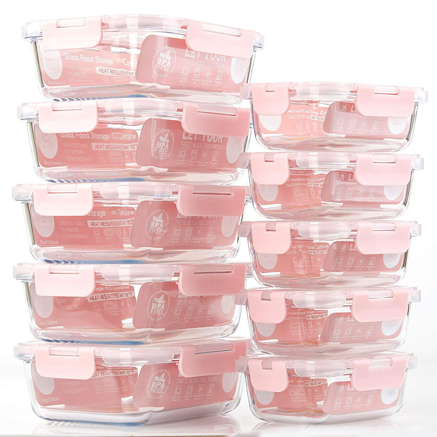 Hokku Designs Glass Meal Prep Containers, Food Storage Containers With ...