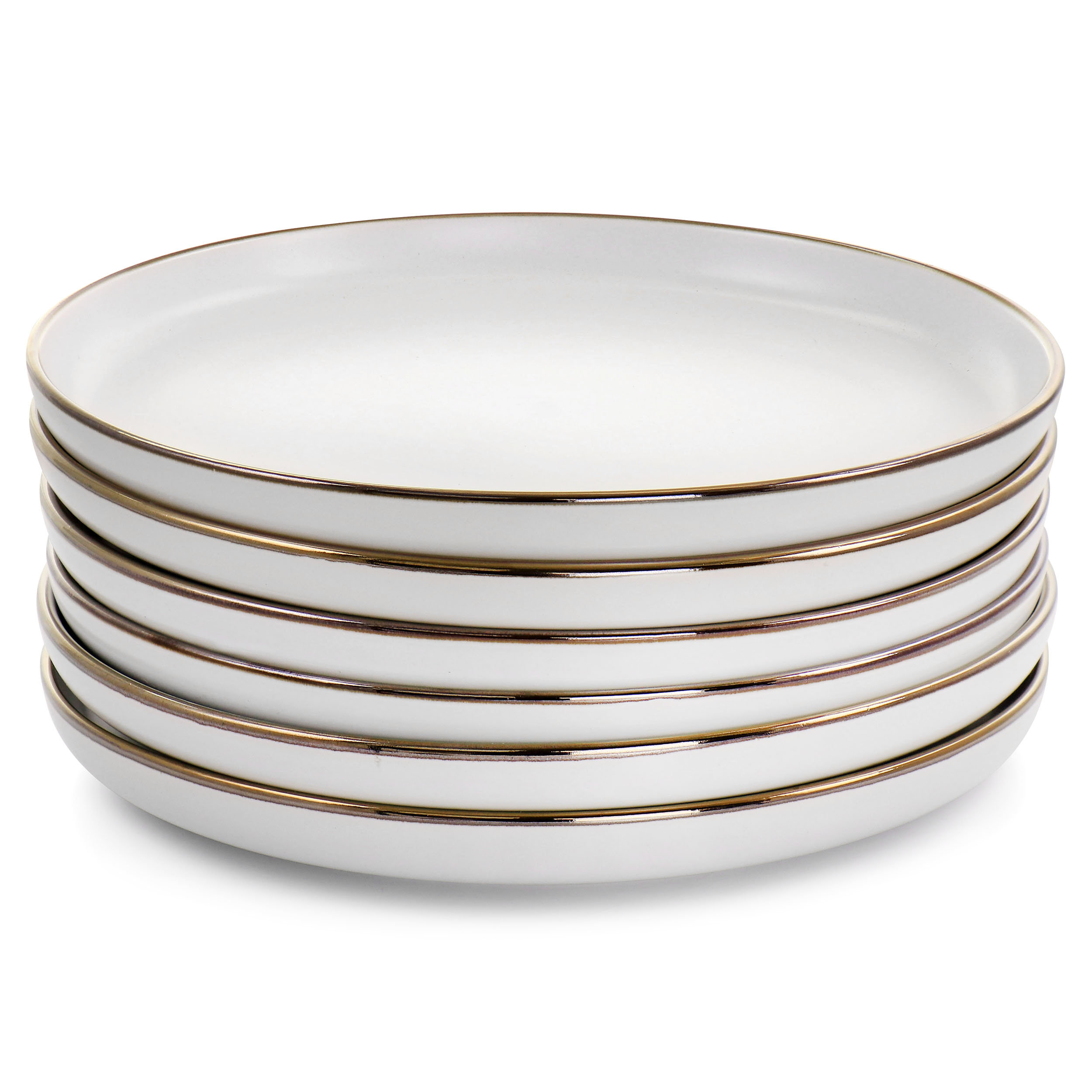 Elama Arthur 6 Piece Stoneware Dinner Plate Set In Bronze Rim & Reviews ...