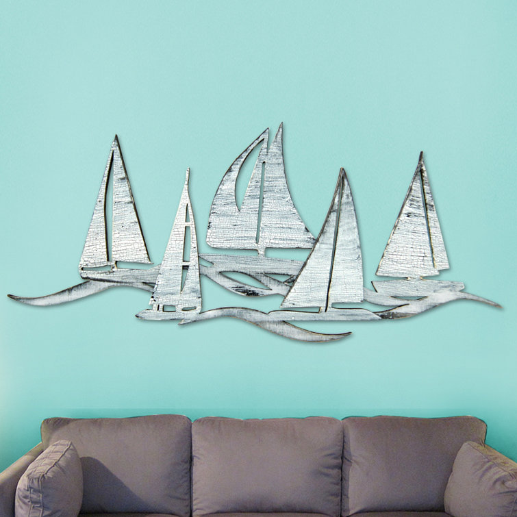 Breakwater Bay Handmade Coastal Transportation Wall Decor on Wood ...