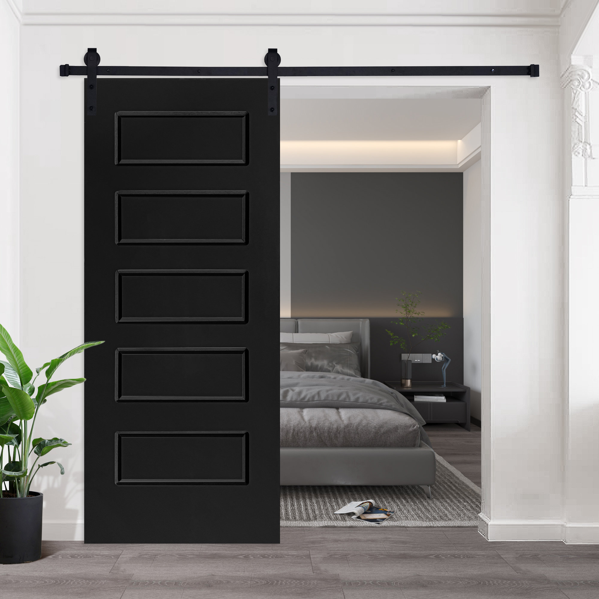 Daowoo Solid Wood Panelled Wood Finish with Installation Hardware Kit ...