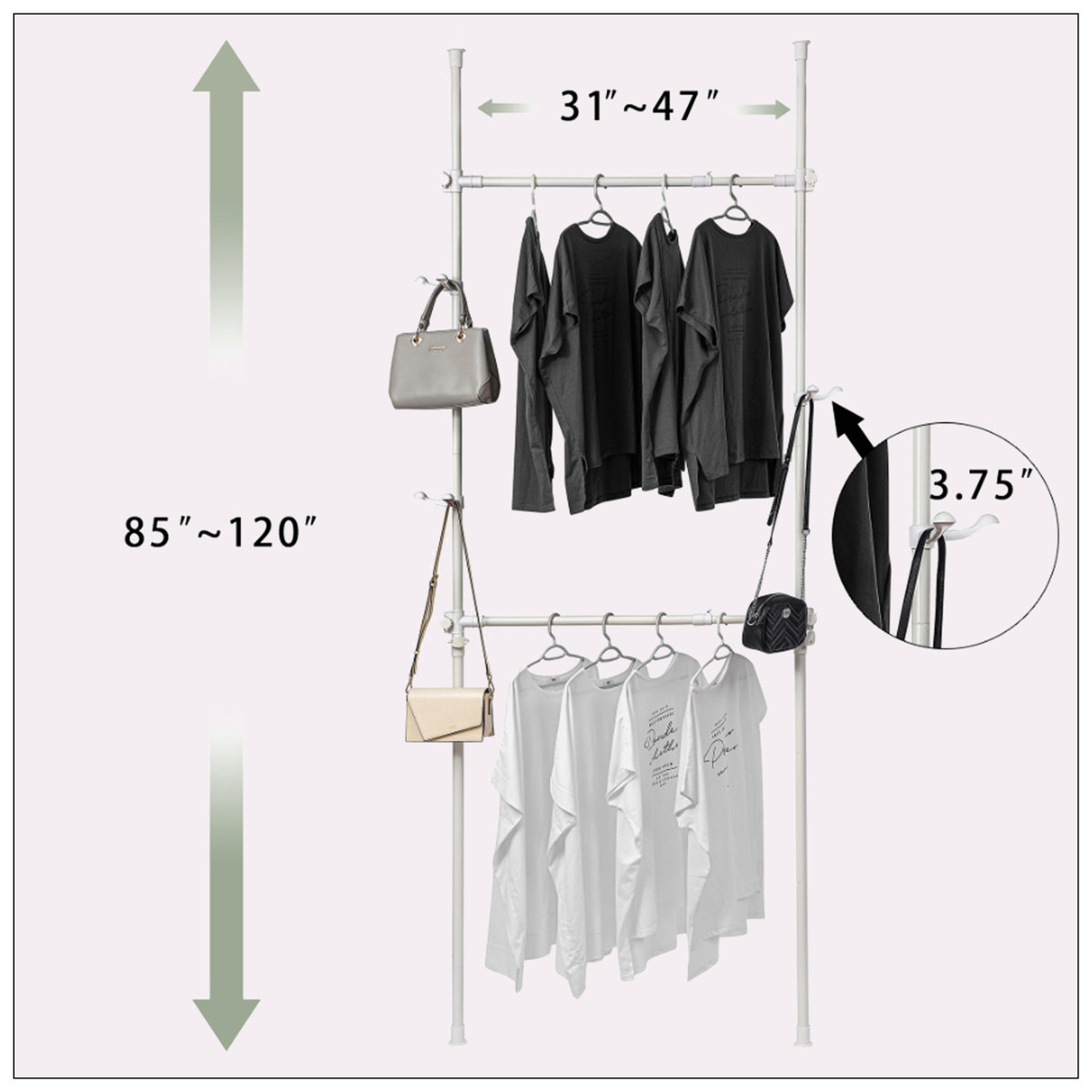 Rebrilliant Raechel Metal Adjustable Clothing Rack | Wayfair