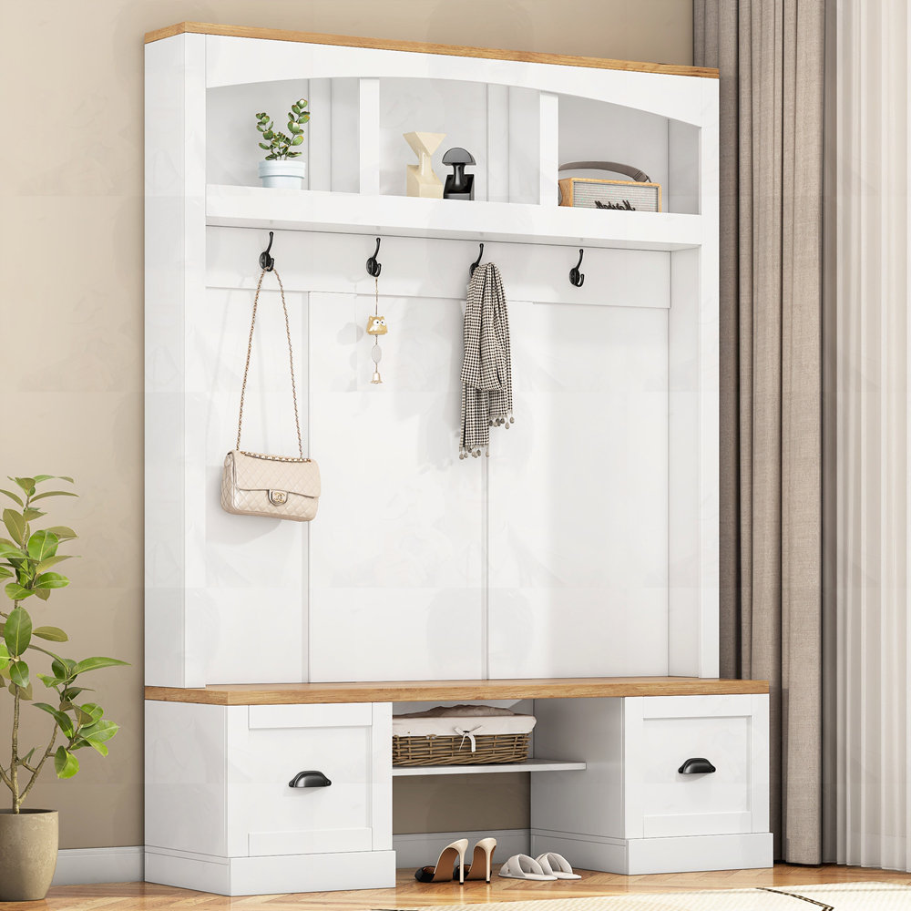 Lark Manor Mudroom 4-in-1 Hall Tree with Adjustable Shelves - Wayfair ...