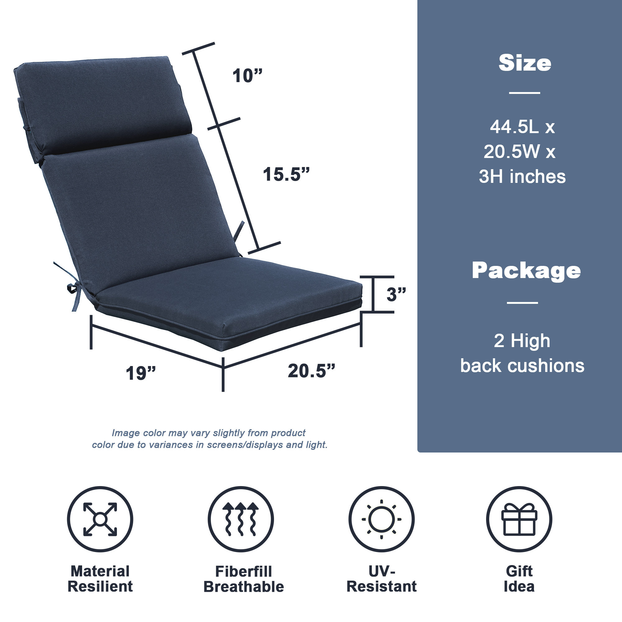 Latitude Run® Outdoor/Indoor Adirondack Chair Cushions, High Back Patio ...