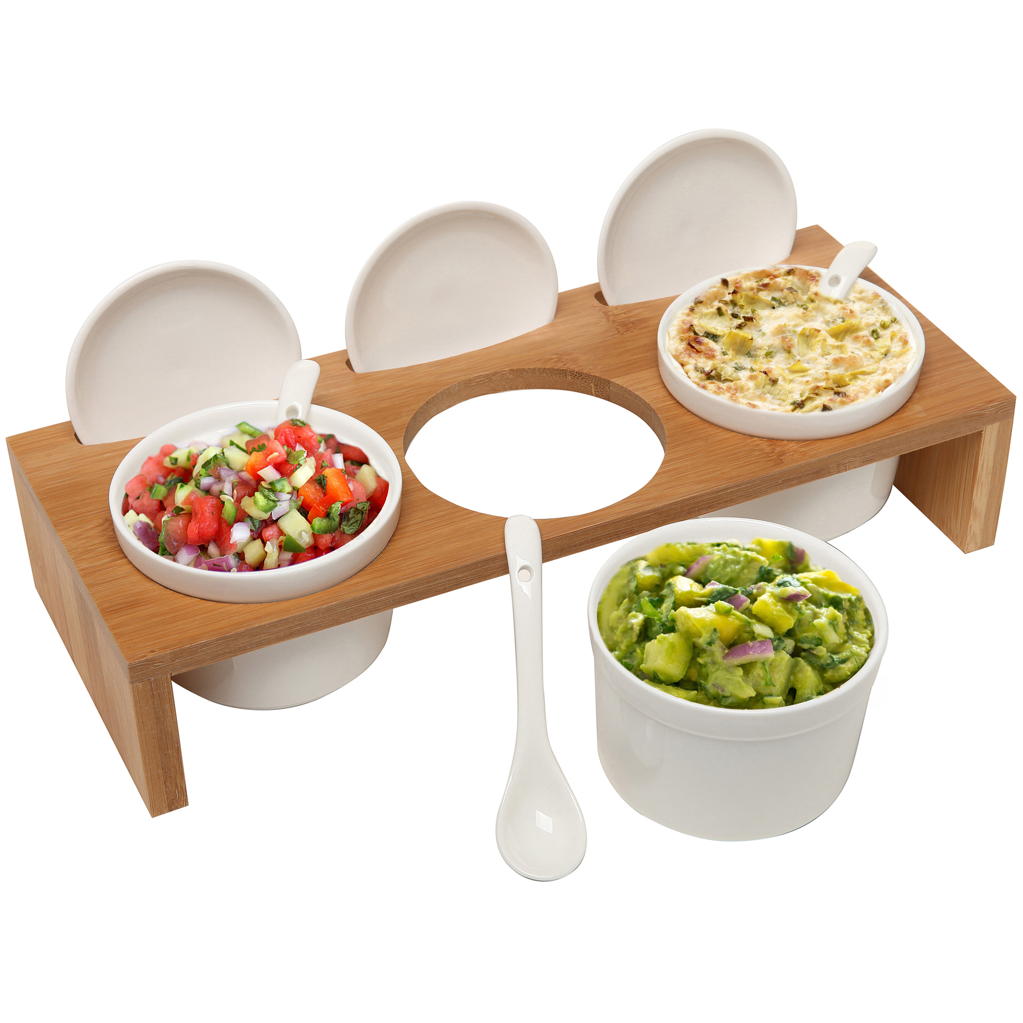 Latitude Run® 3-Piece Bamboo Tray Condiment Server Set | Wayfair