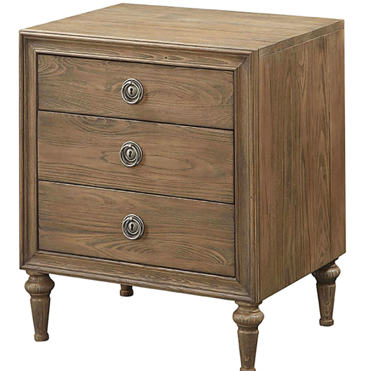 One Allium Way® Bedroom Nightstand In Reclaimed Oak With 3 Drawers ...