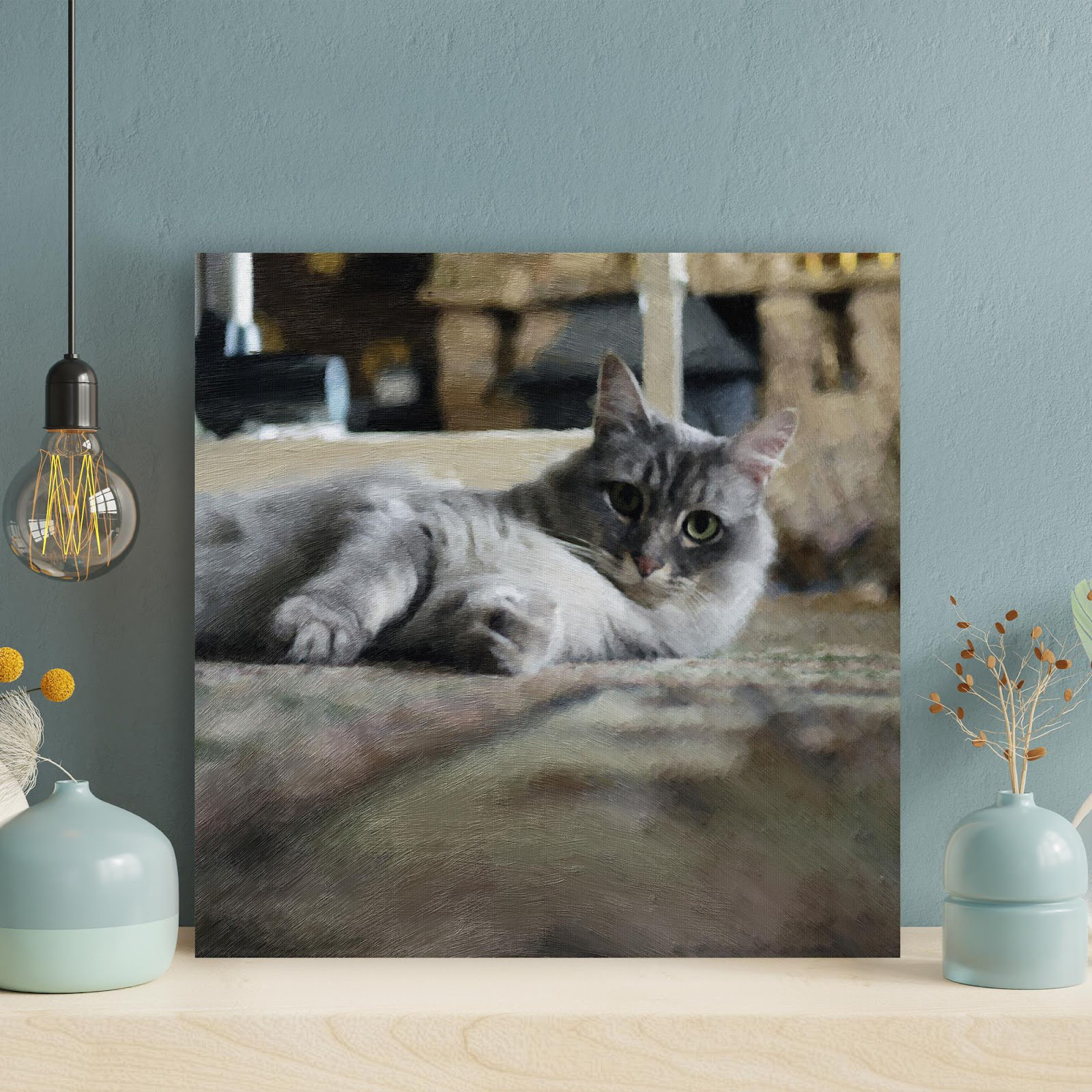 Latitude Run® Gray Cat - 1 Piece Square Graphic Art Print On Wrapped ...