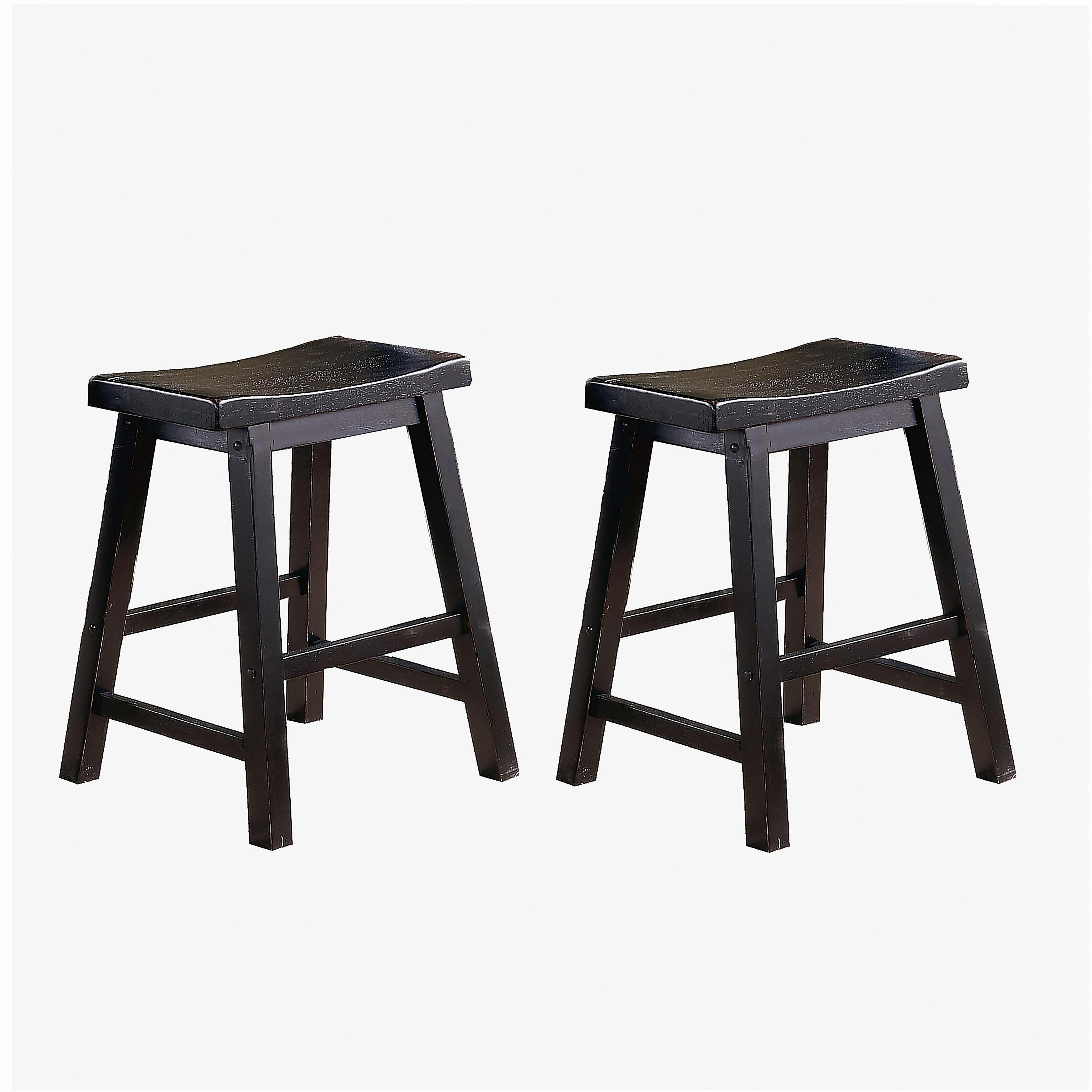 One Allium Way® Black Matte 18-inch High Saddle Stool Set 2 Pieces ...