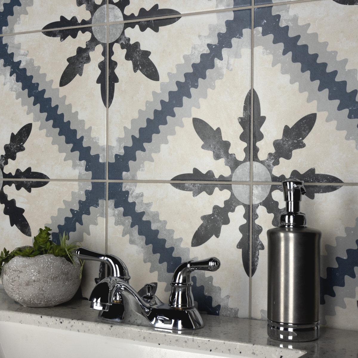 Merola Tile Evoque Monastery 10" x 10" Porcelain Patterned Wall & Floor ...