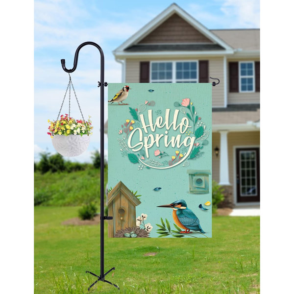 Arlmont & Co. Upgraded Garden Flag Holder Stand With Shepherd Hook For ...