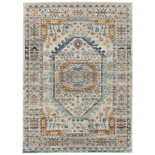 Bungalow Rose Atherton Blue/Beige/Yellow Indoor/Outdoor Rug & Reviews ...