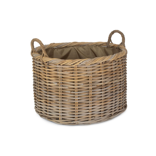 Bay Isle Home Lugowe Rattan Log Carrier Basket with Lining | Wayfair.co.uk