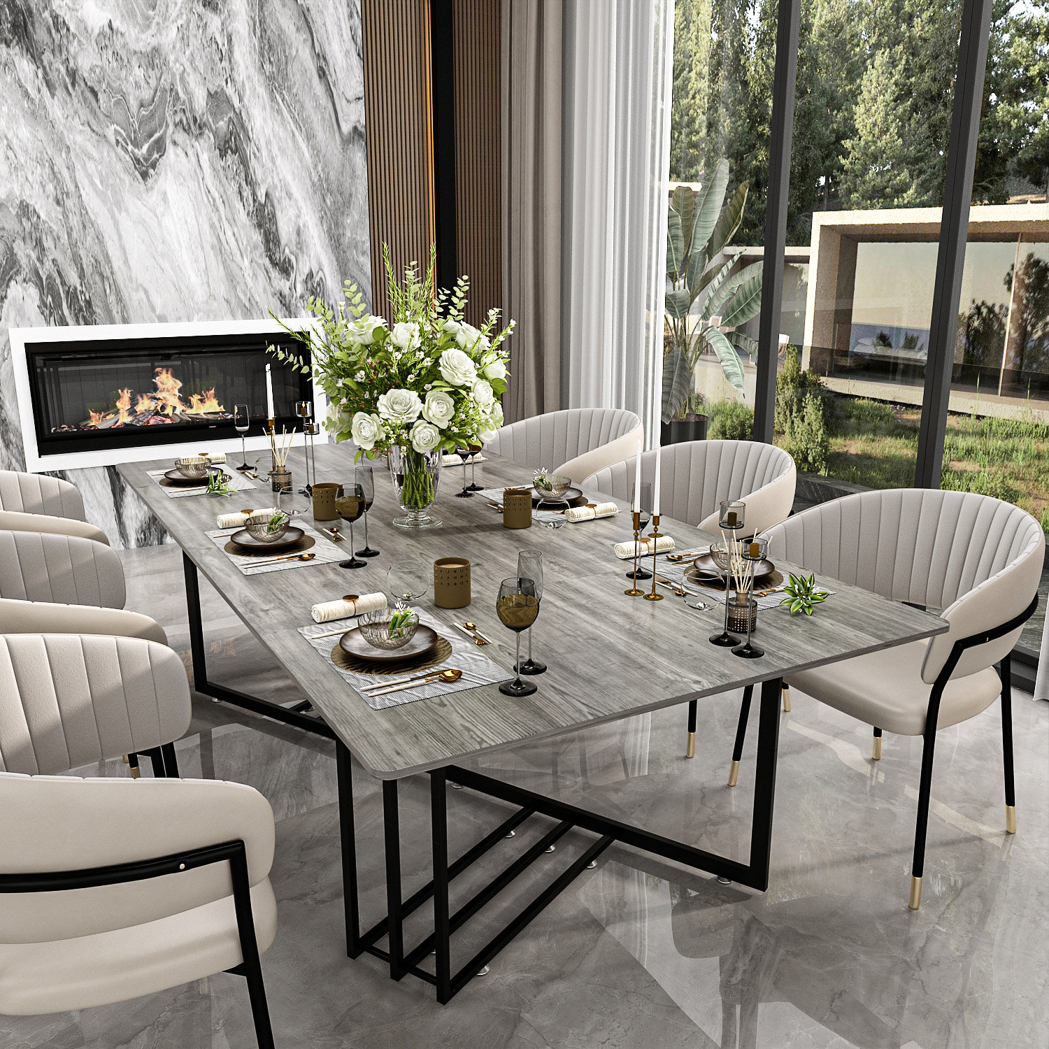 Trent Austin Design® Bainum Rectangular 94.4'' L x 47.2'' W Dining ...