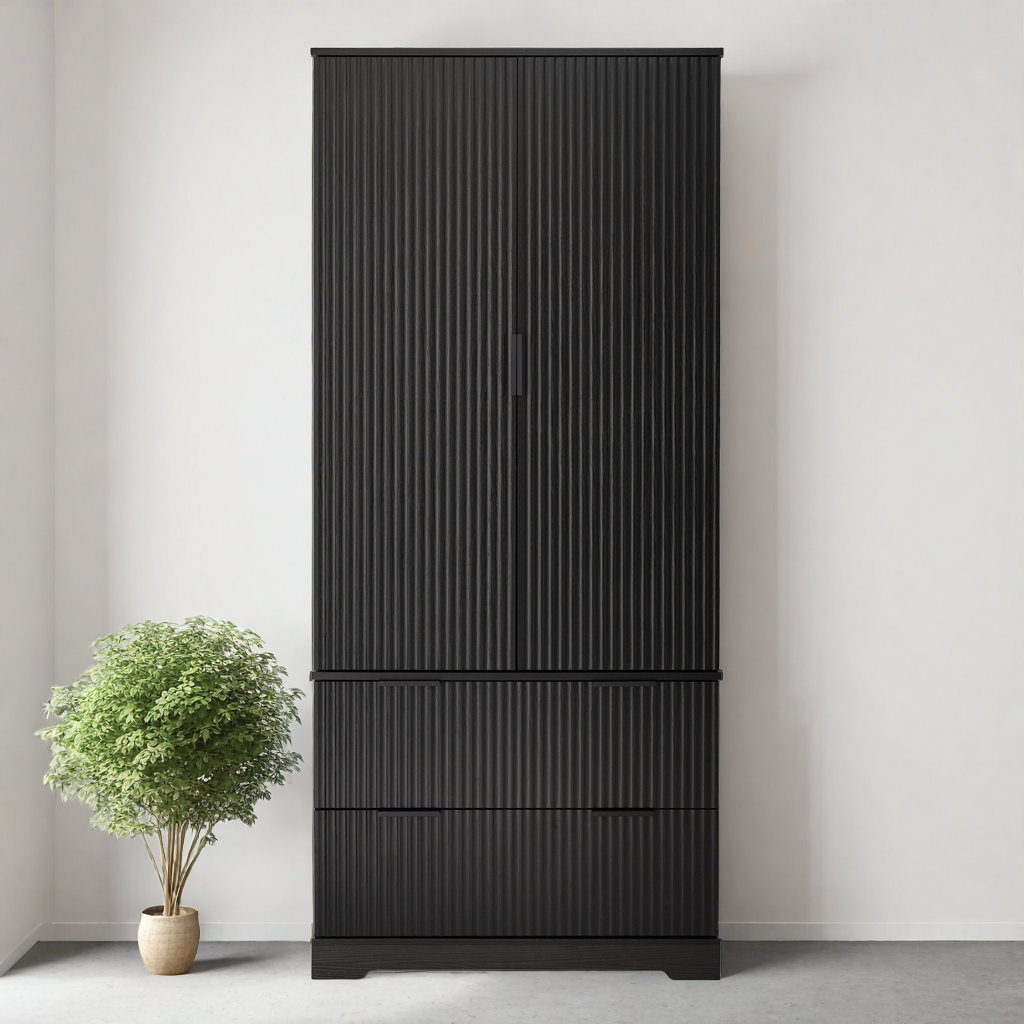 Hokku Designs 72" Fluted Kitchen Pantry Cabinet â€“ MDF with 8-Door ...