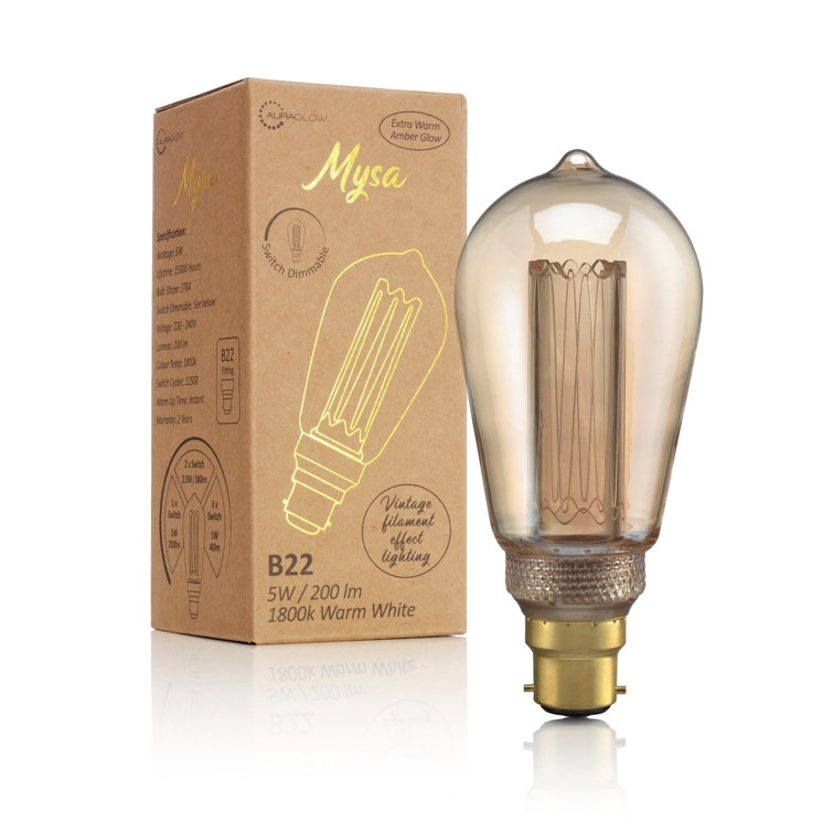Symple Stuff Fulk 5W BA22d Dimmable LED Vintage Edison Light Bulb Amber ...