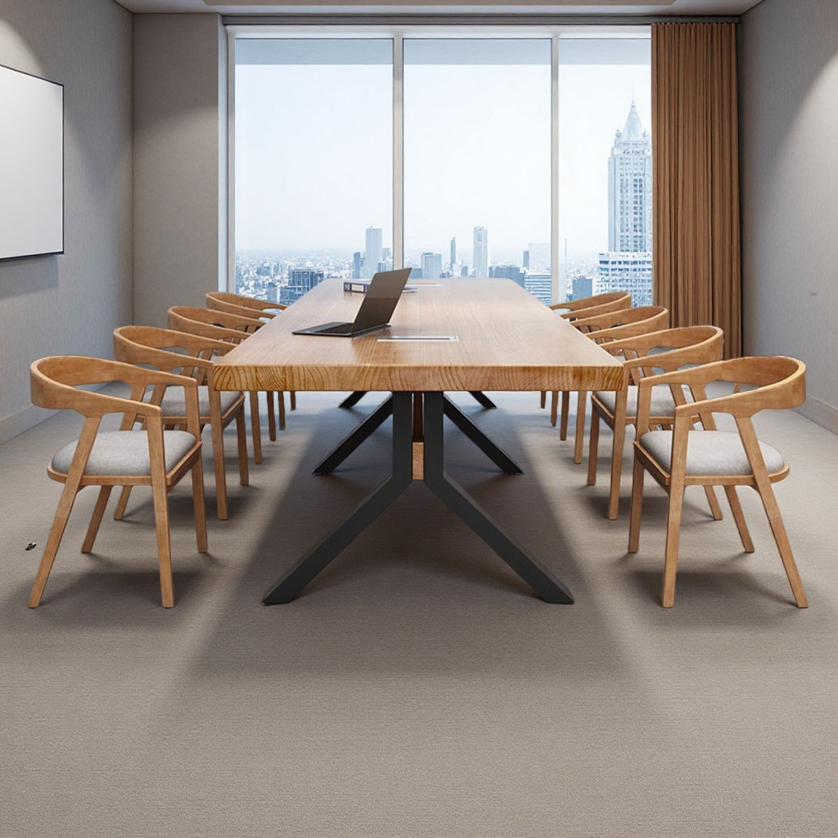 17 Stories 94.49" Solid Wood Rectangular Conference Table | Wayfair