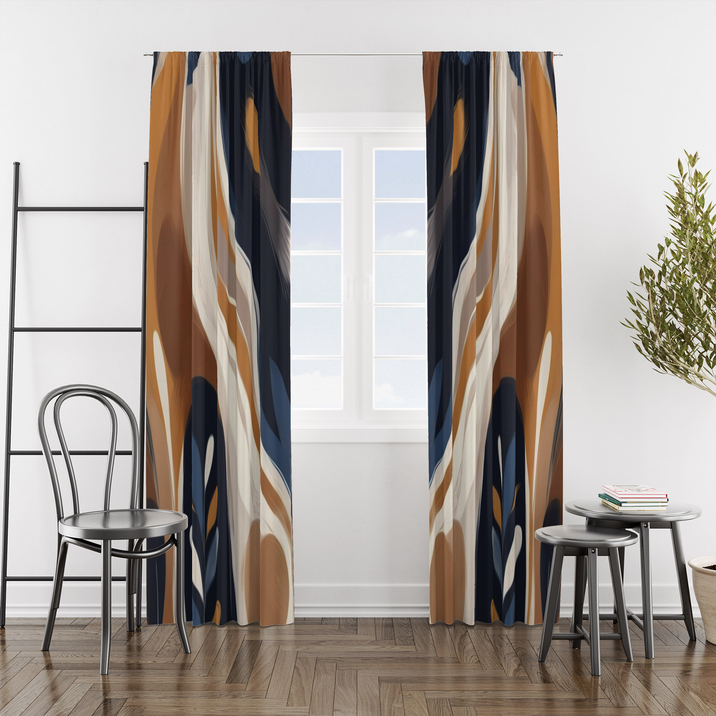 East Urban Home Modern Abstract Lined Window Curtains | Wayfair