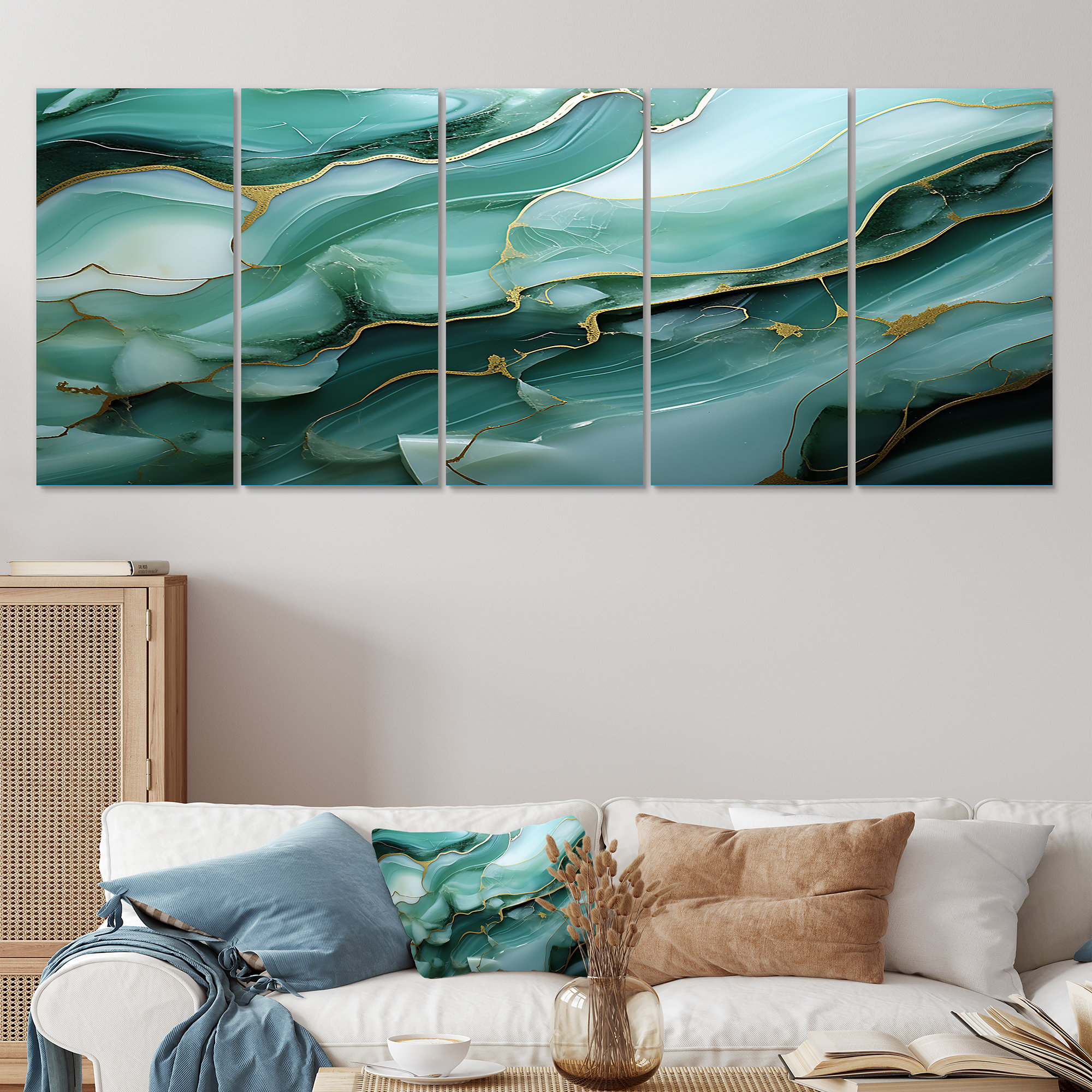 Mercer41 Green And Grey Liquid Ink Mirage I - Abstract Liquid Ink 5 ...