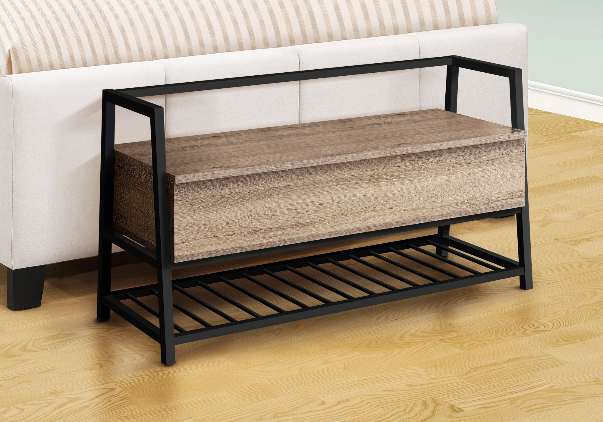 17 Stories Metal Frame Bench, Entryway Bench, Shoe Bench With Storage ...