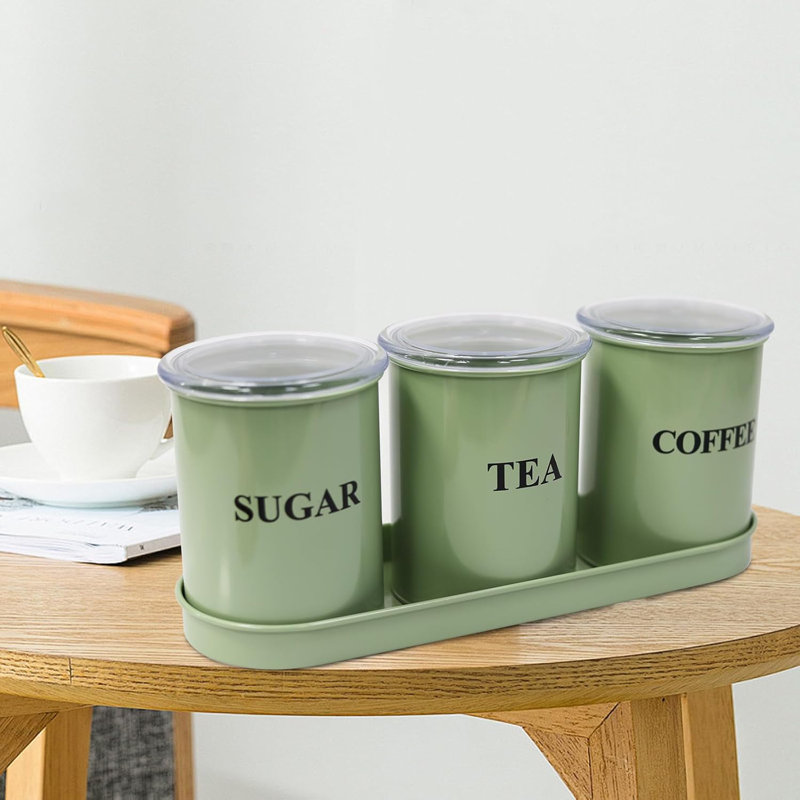 Rosalind Wheeler 3 Piece Kitchen Canister Set, Tea Sugar Coffee ...