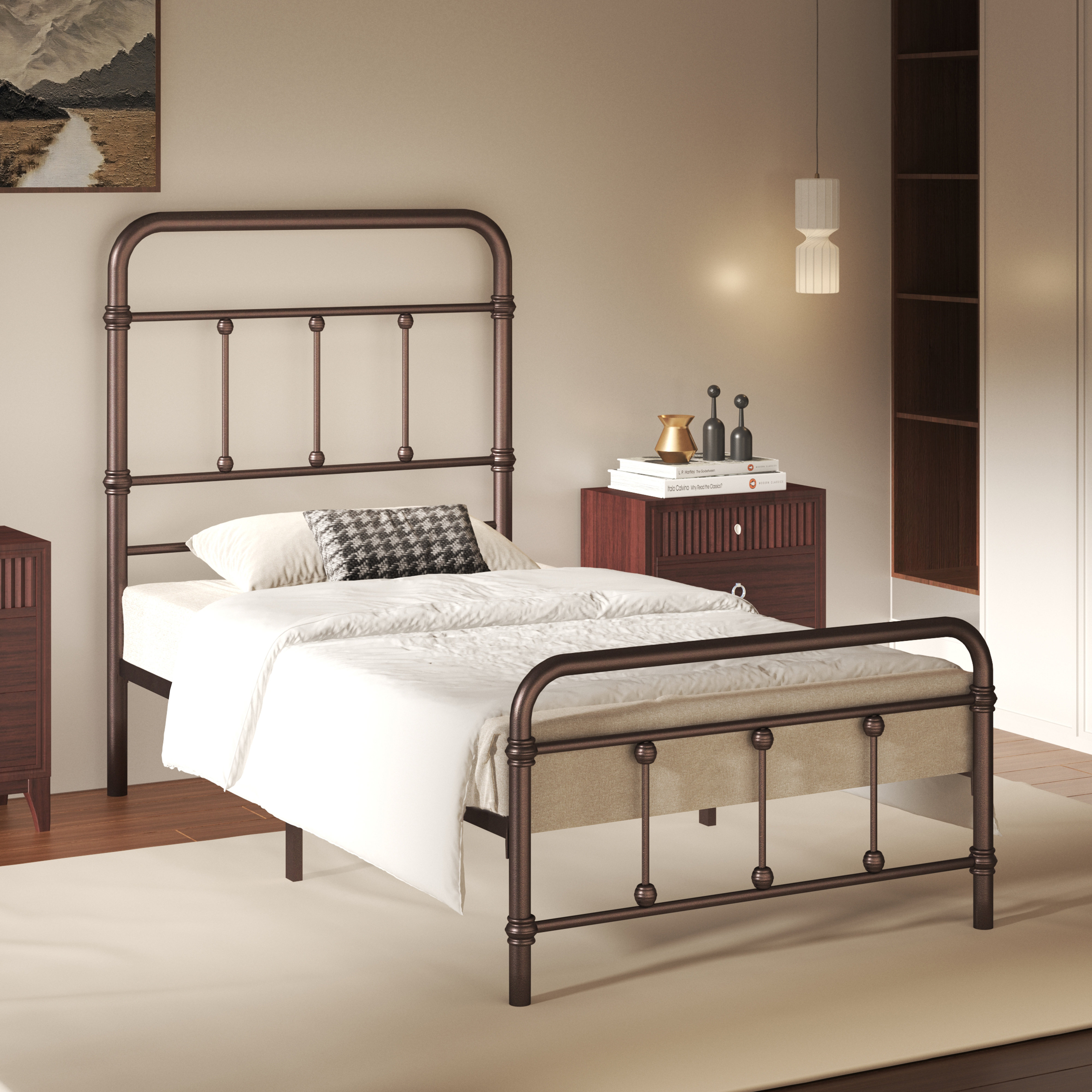 August Grove® 49 Inch High Headboard Bed Frame With Victorian Style, No ...