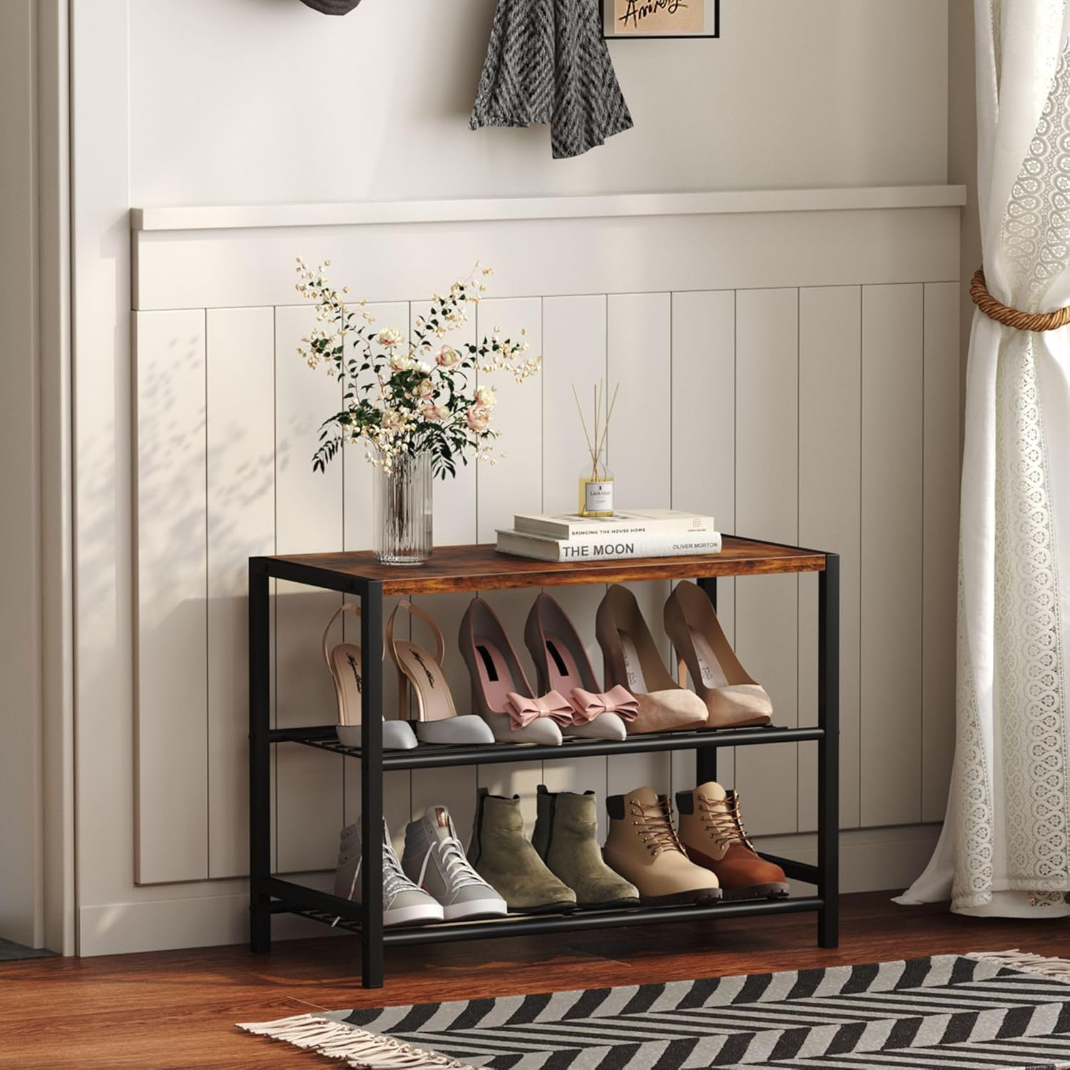 17 Stories 3 Tier Shoe Rack 6 Pair Shoe Storage for Closet Entryway ...