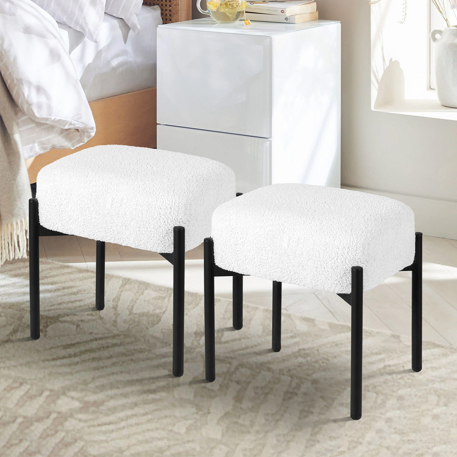 Ebern Designs Multifunctional Vanity Stool Chair- Cushioned Ful Stool ...