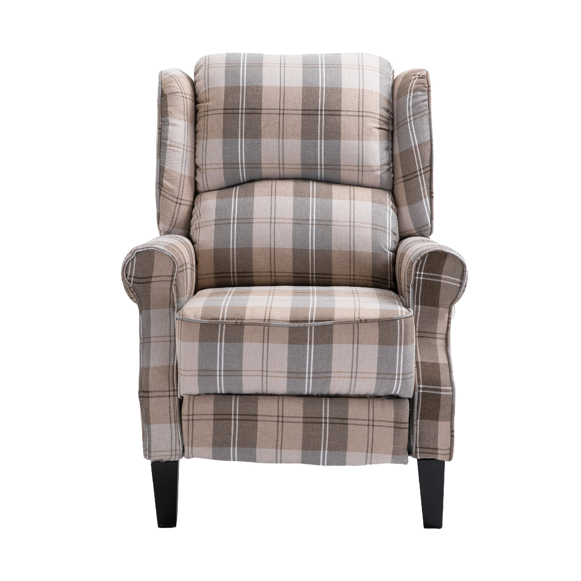 August Grove® Vintage Beige Check Upholstered Armchair Sofa ...